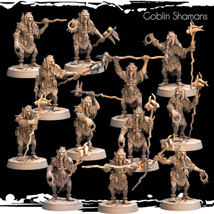 3D Printable Goblin Shamans - 12 poses - Army of Darkness: Greenskins by Monolith Arts